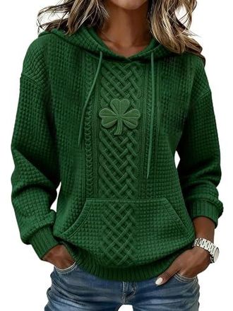Generic Sweat &agrave; capuche en tricot avec motif tr&egrave;fle pour femme, Styles 5, 5XL