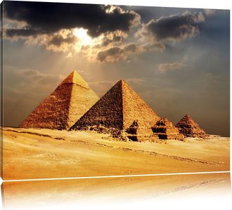 Pixxprint Pyramiden von Gizeh im Sonnenlicht, Größe: 100x70cm, Leinwandbild, fertig gespannt, Wandbild, Dekoration, Kunstdruck, kein Poster