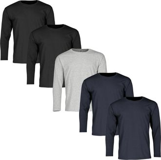 Fruit Of The Loom 5er Pack Valueweight Long Sleeve T Herren Langarm Shirt, 2xBlack +2xDeepNavy +Heather Grey, XXL