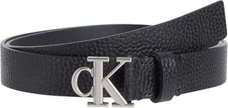 Calvin Klein Ceinture Femme Monogram Plaque Buckle 2,5 cm Cuir, Noir (Na Black/Pewter), 125 cm