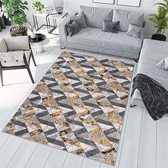 Tapiso Maya Tapis Poil Court Moderne Gris Jaune Noir Mouchet&eacute; Motif G&eacute;om&eacute;trique Tapis Salon Chambre Salle &agrave; Manger Adulte Bureau Oeko-TEX R&eacute;sistant 180 x 250