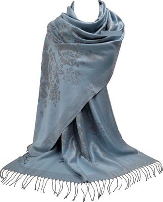 GFM &Eacute;charpe ch&acirc;le style pashmina &agrave; motifs plumes floraux paisley (FRL4), L