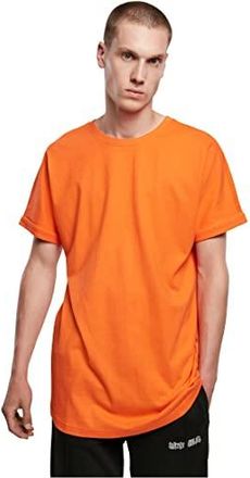 Urban Classics T Shirt pour Homme Long avec Manches retroussées, Turn Up Tee Coupe Longue, Manches Courtes, Col Rond, 100 % Coton, Taille 5XL, mandarin