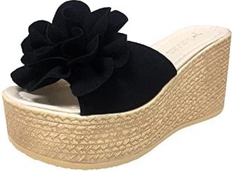 Generic Cocila Chaussures D&eacute;T&eacute; Femmes Et &eacute;T&eacute; Femmes Sandales Talon Compens&eacute; Fleur En Semelle &eacute;Paisse D&eacute;Contract&eacute; Sandales Cuir Chaussure Randonn&eacute;E Compens&eacute;Es 