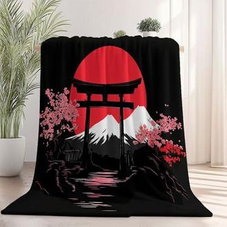 Generic Plaid Lavable et Durable Minimaliste Style Japonais Torii - Noir Couverture D&eacute;co pour Canap&eacute; ou Lit, Ultra Moelleuse et Confortable Couverture Polaire