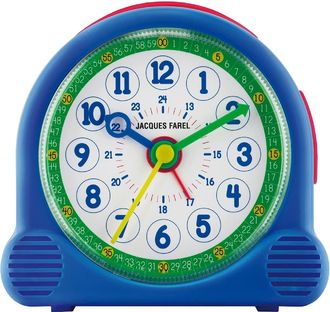 Jacques Farel Happy Learning Kinder-Wecker Lernwecker Jungen Blau Grün ohne Ticken mit Licht und Snooze Analog Quarz ACL 04