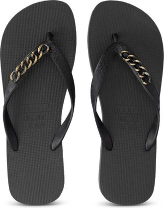 UZURII Slipper & Pantoletten - Zehentrenner Gold Small - Gr. 39_40 - in Schwarz - f&uuml;r Damen