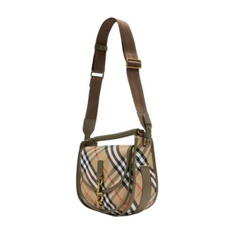Burberry Womens B Clip Crossbody Bag Beige Synthetic
