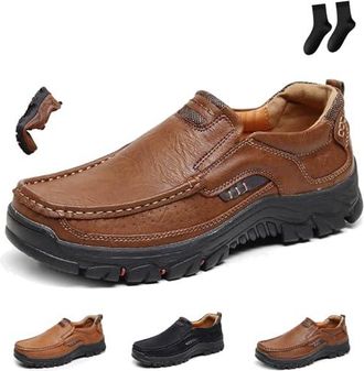 Generic Bottines orthop&eacute;diques en cuir fabriqu&eacute;es &agrave; la main pour homme - Imperm&eacute;ables et antid&eacute;rapantes - Confortables - D&eacute;contract&eacute;es - Plateforme - L&eacute;g&egrave;res,