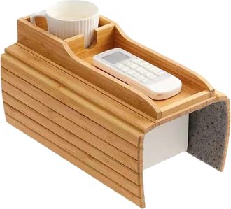 Generic Couch-Getr&auml;nkehalter-Tablett - Klappbarer Sofa-Armlehnentisch Mit Rutschfestem Griff, Couch-Arm-Organizer-Caddy F&uuml;r Getr&auml;nke, Telefon, Fernbedienung, 