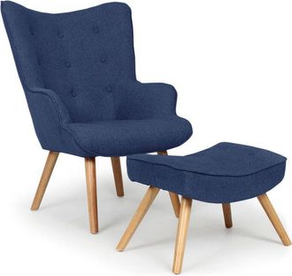 Paris Prix Paris Prix - Fauteuil & Pouf Scandinave Orle 98cm Bleu