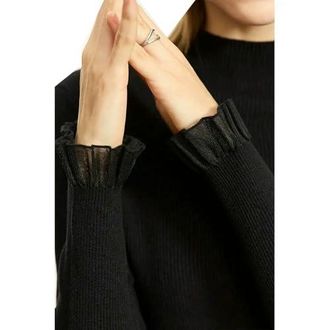 Generic QXDZSW Minimalisme Pull &agrave; col montant pour femme Automne Coupe ajust&eacute;e Haut en tricot &agrave; manches longues Pull en laine pour femme, Noir, XL