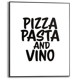 Reinders Gerahmtes Bild, Pizza, Pasta and Vino, K&uuml;che, Poster, Wanddeko, Room Decor, MDF, Schwarz-Wei&szlig;, 50 x 40