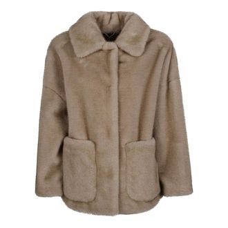 Herno Femme, Vestes, Beige, Taille: 36 FR Bomber en fausse fourrure douce