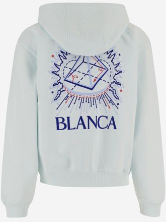 Casablanca Mens Cotton Hoodie With Logo Light Blue Organic Sweatshirts Sweater