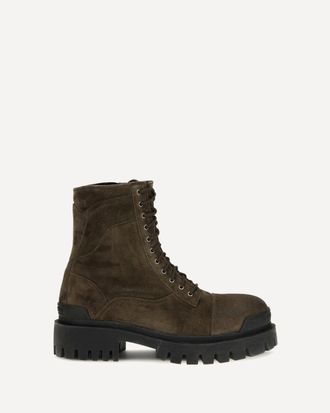 Balenciaga Combat Strike waxed suede calf leather Boots Male 40