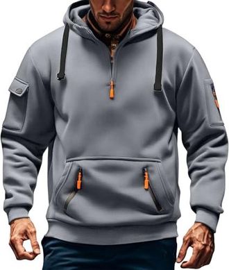 Generic Sweat &agrave; capuche pour homme avec fermeture &eacute;clair unie - Sweat &agrave; capuche - Manteaux dhiver - Chemisier - Veste de sport - Veste &agrave; capuche - Cardigan - 