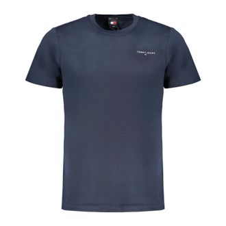Tommy Hilfiger Homme, Tops, Bleu, Taille: XL T-shirt Bleu en Coton &agrave; Manches Courtes avec Broderie Logo