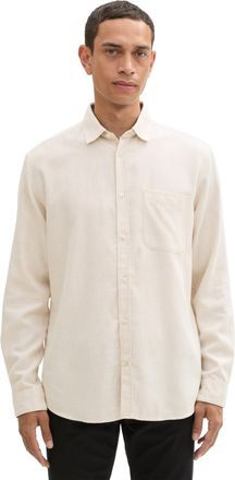 Tom Tailor Herren Regular Fit Hemd in Melange Optik,36107 - Light Sand Melange, XXL