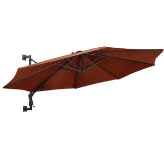 Les Tendances Parasol mural avec m&acirc;t en m&eacute;tal 300cm Terre cuite