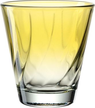 Leonardo Twist Trinkglas, 1 Stück, spülmaschinenfestes Saft, hochwertiges & modernes Trink, ergonomisch, alltagstaugliche & geschwungenes Wasser, gelb, 215 ml,