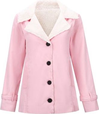 Generic 2026 Vestes pour femmes &agrave; manches longues et veste rembourr&eacute;e chaude de couleur unie pour femme, rose clair, 3XL