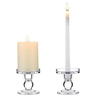Nuptio 2 Pcs Verre Chandelier Et Pilier Titulaire, 8cm Hauteur Cristal Fen&ecirc;tre Bougies Stand, pour Mariage Et Table De Centre De Table D&eacute;coration De La Maiso