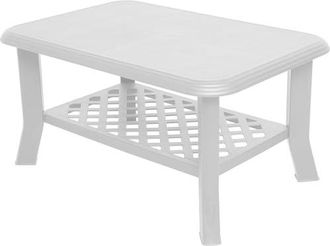 Dmora Couchtisch mit Zeitschriftenständer, Made in Italy, weiße Farbe, Maße 90 x 46 x 60 cm