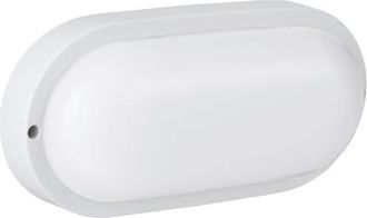 Eglo LED Wandleuchte au&szlig;en Boschetto-E, ovale Au&szlig;enlampe Hauswand, Au&szlig;enleuchte aus Kunststoff in Wei&szlig;, neutralwei&szlig;, IP54