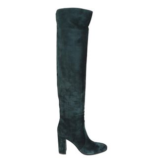 Gianvito Rossi Femme, Chaussures, Vert, Taille: 37 EU Botte en daim &agrave; talon bloc Glen Cuissard