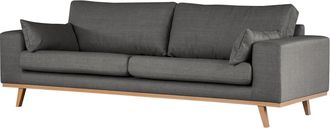Mørteens home24 3-Sitzer Sofa Grau/Dunkelgrau Strukturstoff Otrera 237 x 81 x 88cm Buche Hell Modern