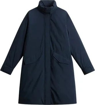Woolrich Femme, Manteaux, Bleu, Taille: 40 FR Veste Longue Cloud avec Capuche Pliable