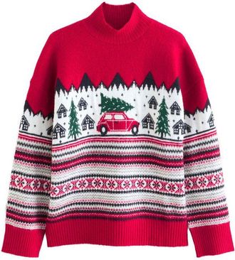 Next Strickpullover Langärmeliger Weihnachtspullover (1-tlg)