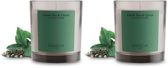 Jean & Len Scented Candle Green Tea & Citrus, hergestellt mit Sheabutter, Brenndauer ca. 40 Stunden, minimalistisches Design, frischer Duft, vegan, 195 g (Packun
