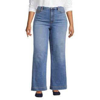 Lands End Recover Jeans High Waist mit weitem Bein, Damen, Größe:54 71 plus, Blau, by Lands End