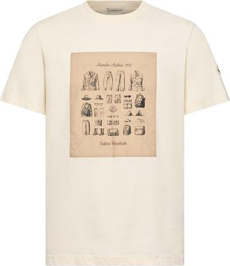 Moncler Moncler T-shirt En Coton A Imprim&eacute; Garde-robe Safari, Homme, Blanc, Taille: 3xl