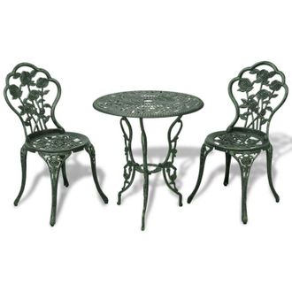 vidaXL Ensemble de bistro 3 pcs Aluminium coul&eacute; Vert Vidaxl