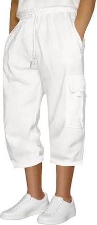 Generic Pantalon de jogging pour homme - Gris - Longueur 3/4 - Pantalon de loisirs baggy - Confortable - Pantalon de plage respirant - Pantalon de surv&ecirc;tement