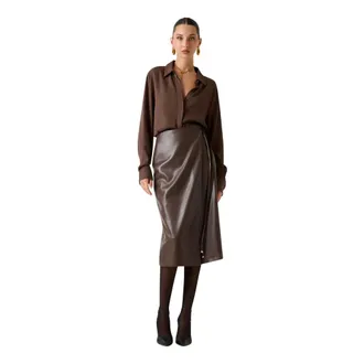 Marciano Femme, Jupes, Brun, Taille: 38 FR Jupe midi similicuir