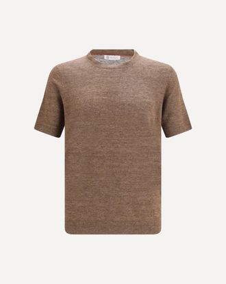 Brunello Cucinelli Linen and cotton crewneck T-shirt Male 50