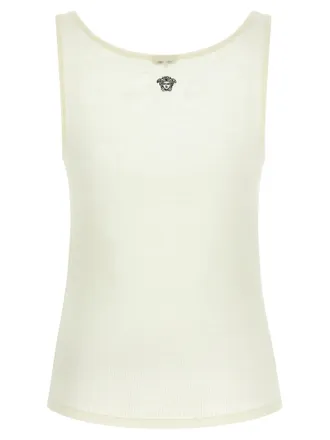 Versace Womens White Virgin Wool Sleeveles T-Shirt