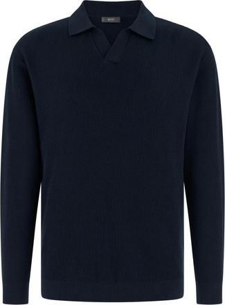 Boggi Milano Homme, Pulls, Bleu, Taille: XL Polo Tricot Ouvert
