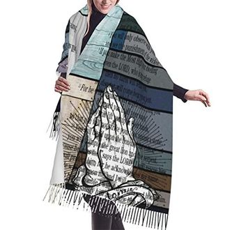 Generic Psaume 91 Il MAppellera Et Je Lui Répondrai Verset Prêt Mains Jointes Écharpe Femme Hiver Glands Foulard Élégant Étole Châle De Femme