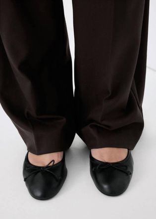Mango Ballerines cuir naud noir - Femme - 35 - MANGO