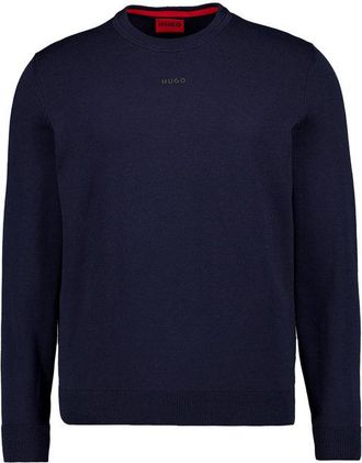 HUGO BOSS Herren Pullover blau Baumwolle unifarben