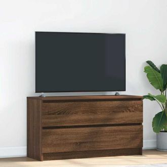 vidaXL Vidaxl - Meuble tv ch&ecirc;ne marron 100x35x54 cm bois ding&eacute;nierie