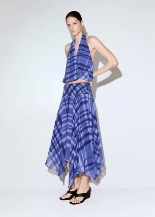 Mango Jupe longue &eacute;vas&eacute;e bleu - Femme - 34 - MANGO