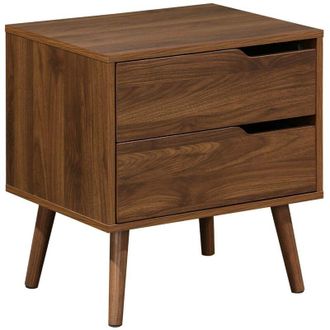 Sweeek Sweeek - Nachttisch mit Holzdekor, nussbaumfarben, 2 Schubladen