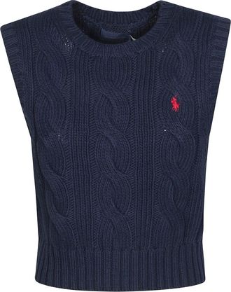 Polo Ralph Lauren Femme, Pulls, Bleu, Taille: 40 FR Gilet Treccia