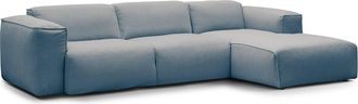 Studio Copenhagen home24 Ecksofa 3-Sitzer mit Longchair Blau Webstoff Saia 284cm Longchair davorstehend rechts Modern